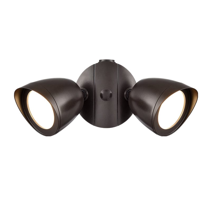 20W Outdoor Dual-Head LED Flood Light - Powder Coated Bronze - 1,400 L
