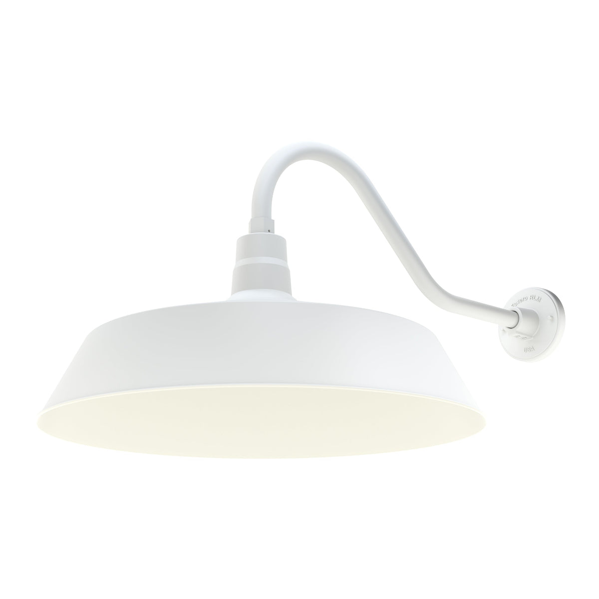 21" White RLM Barn Light Shade With 22" Long Gooseneck Arm