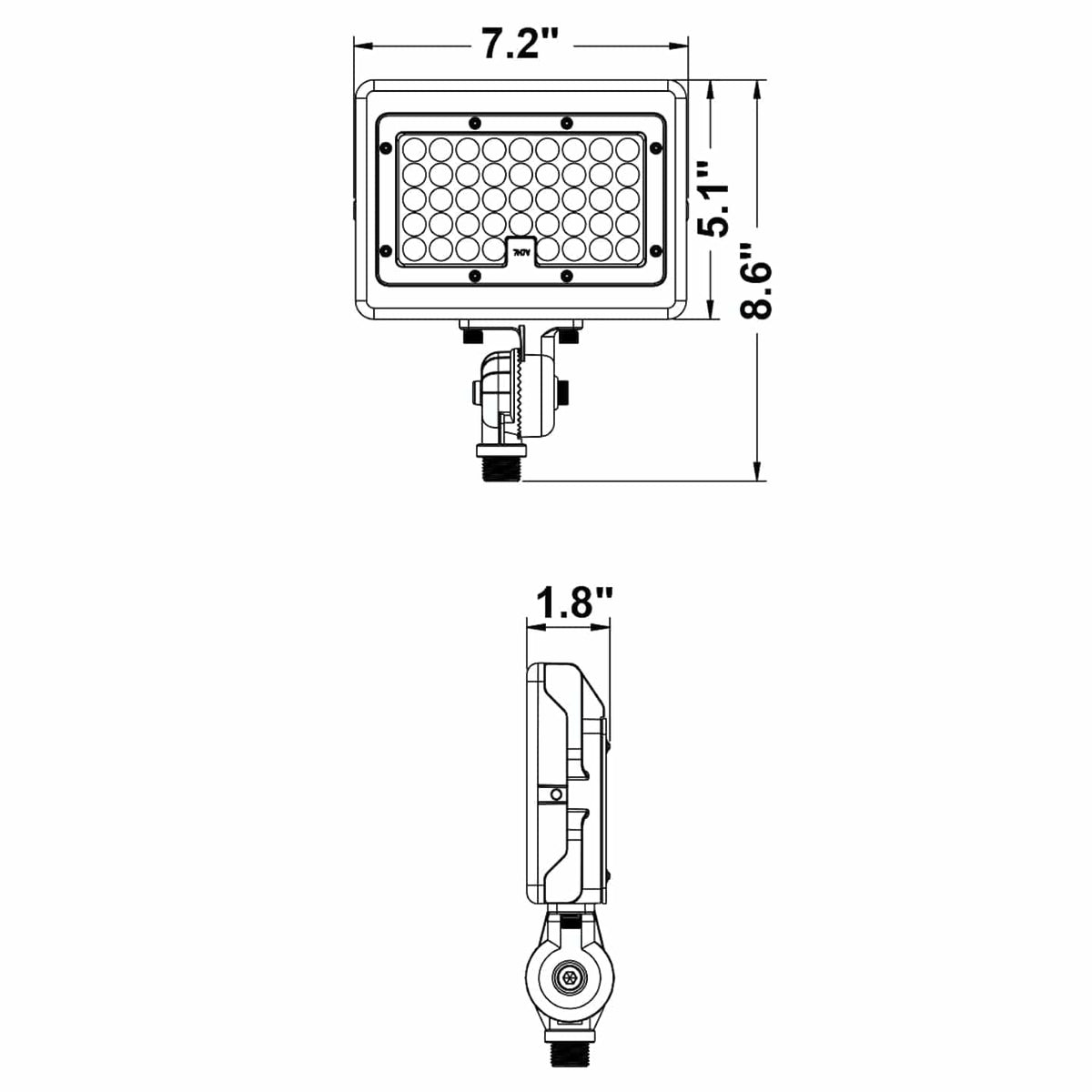 30W/15W Mini LED Area Flood Light - 30K/40K/50K - 1/2'' NPT Thread - 1
