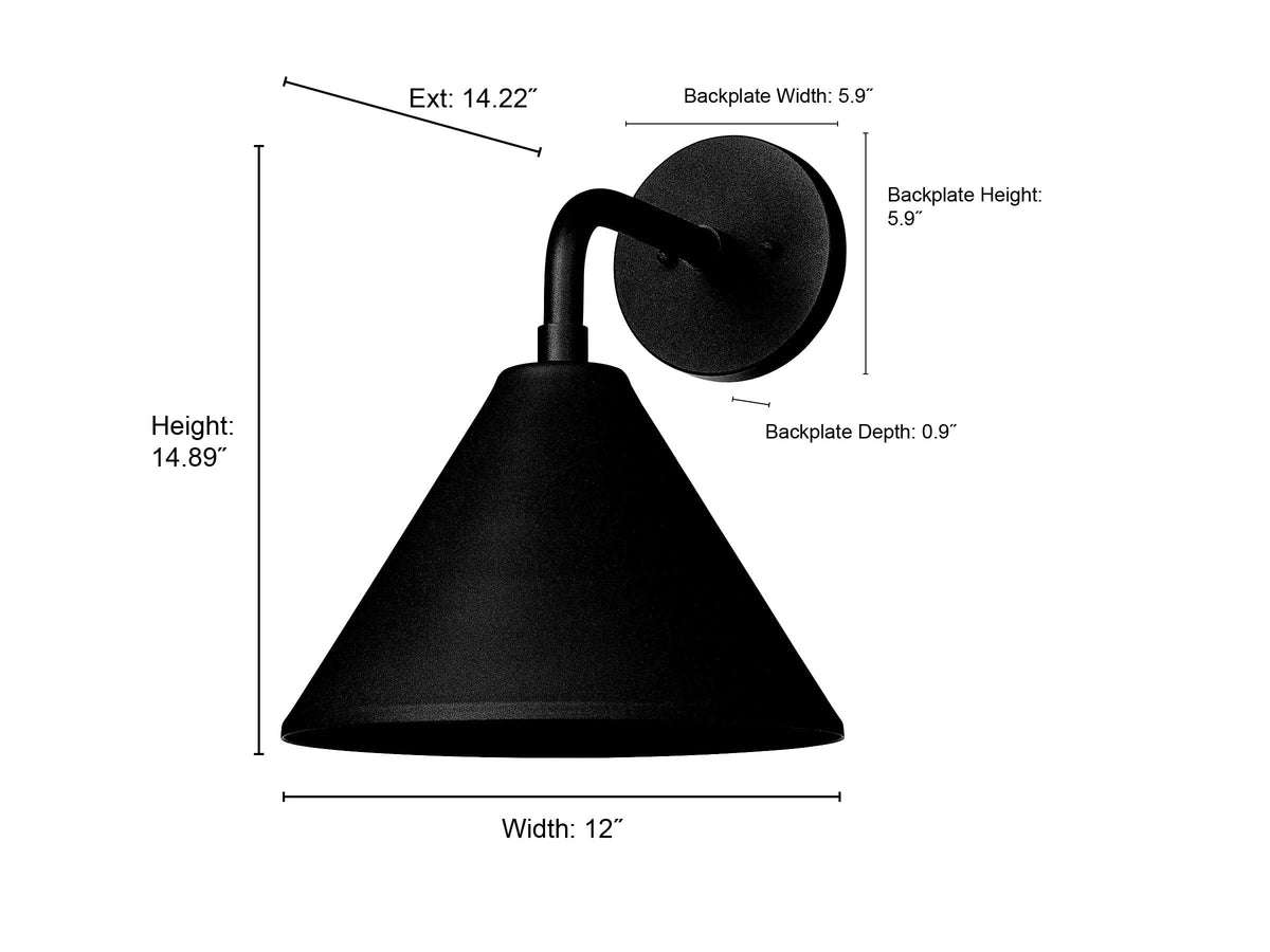 Axston Outdoor Wall Sconce - Textured Black - 14.22in. Extension - E26