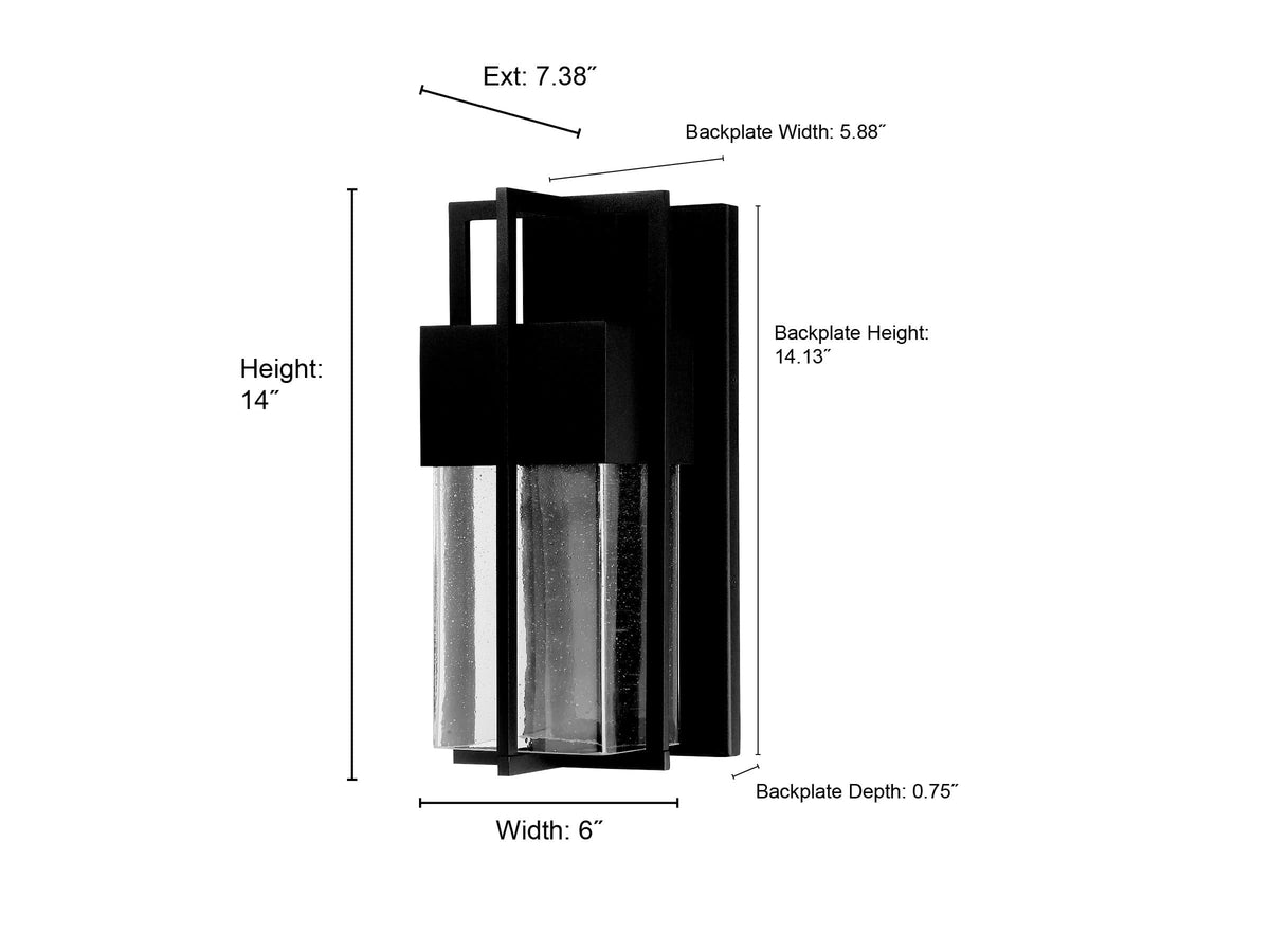 Kingler LED Wall Sconce - Powder Coated Black - Clear Seeded Glass - 1