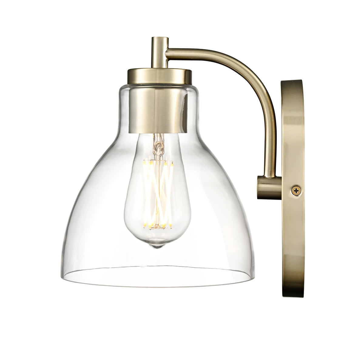 Knightsdale Wall Sconce - Modern Gold - Clear Glass - 9in. Extension