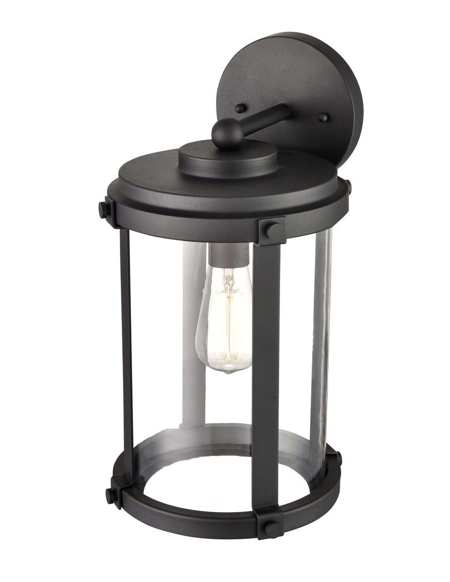 Outdoor Wall Sconce - Textured Black - Clear Glass - 10.1in. Extension