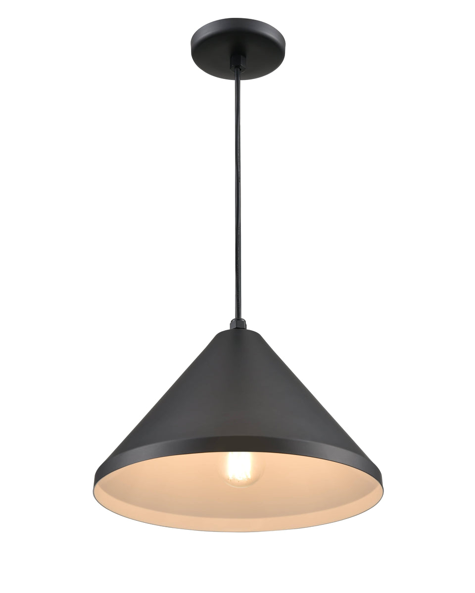 R Series Wide Cone Pendant - Satin Black - 13in. Diameter - E26 Medium