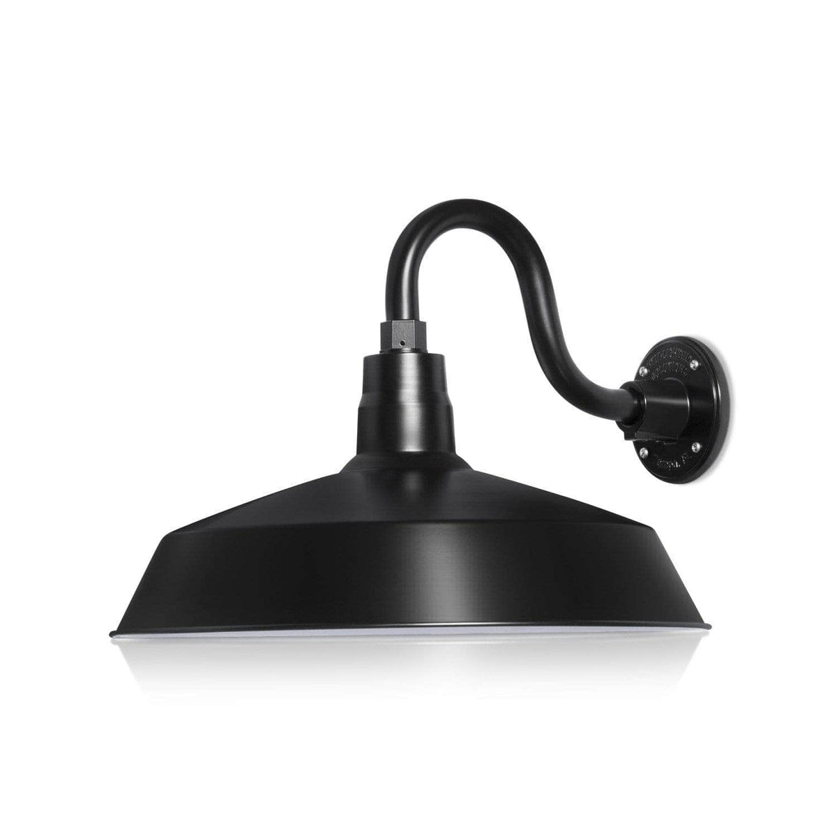 17" Satin Black RLM Barn Light Shade With Gooseneck Arm