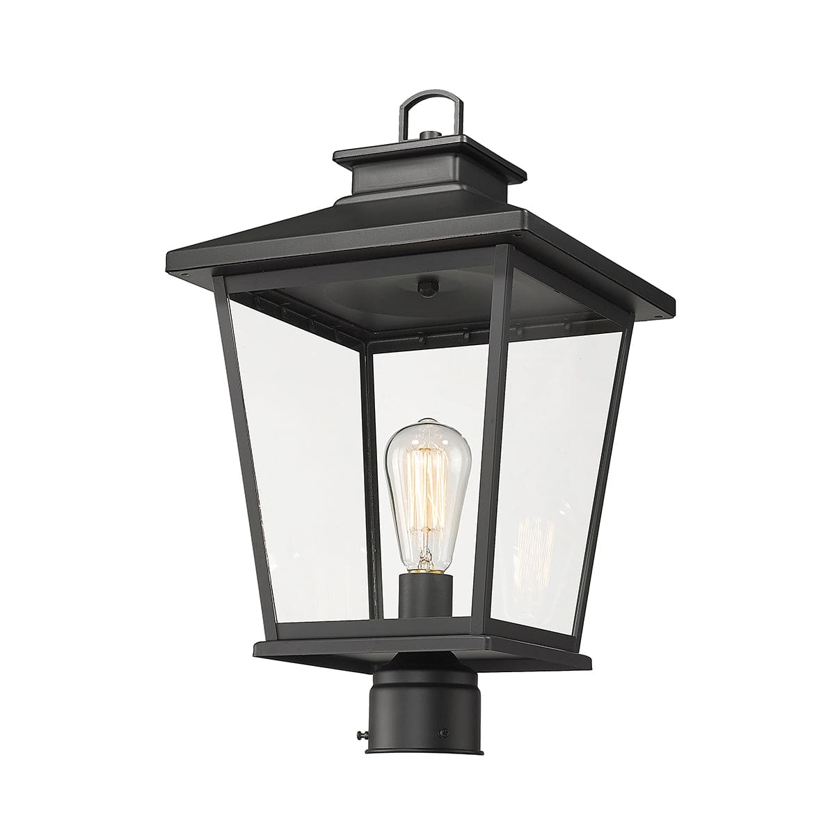 Bellmon Outdoor Post Top Lantern - Powder Coat Black - Clear Glass - 1