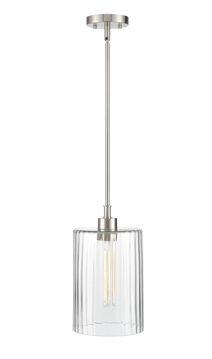 Chastine Pendant - Brushed Nickel - Clear Beveled Glass - 8in. Diamete